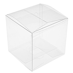 Yesland 50 PCS Candy Apple Box With Hole Top, Clear PET Gift Boxes for Caramel Apples, Ornament, Treats & Party Favors for Wedding, Party or Baby Shower - 4" x 4" x 4"