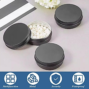 LDXDRU 50 Pack 2oz Metal Tin Cans, Tin Containers With Lids, Round Small Tins with Lids for Candles Salve Cosmetic Lip Balm Candies Food Storage, Black