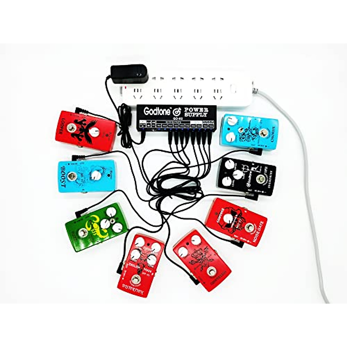 Godtone Guitar Effect Pedal Power Supply DC Cable 5.5 x 2.1mm Power Lead/Cord(24 inch, 8 Pack), Male to Male Connector Plug Wire Adapter