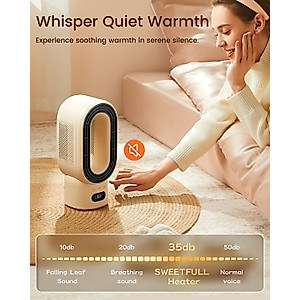 SWEETFULL Space Heater for Indoor Use, LED Bladeless 1000W Energy Efficient Portable Heater 2-8h Timer, Electric Heater Gifts for Women,Birthday Gifts for Women Mom,Womens Gifts for Christmas Grandma