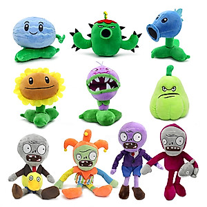 Maikerry 10 Pieces Plants Plush 1&2 PVZ Stuffed Figure vs Zombies Plushies Toy, Great Gifts for Kids Birthday,Halloween and Christmas