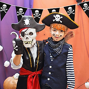 60 Pieces Pirate Banners Pirate Theme Party Decoration Pirate Skull Pennant Triangle Flags for Birthday Party Supplies