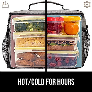 Gorilla Grip Leakproof Lunch Bag for Women, Men, Kids School, Work, Insulated, Keep Meals Warm Drinks Cold, Pack Girls Boys Lunches, Snacks, Lightweight Food Tote, Picnic Box, 8 Liter, Light Gray