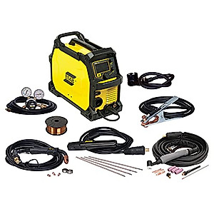ESAB 0558102240 Rebel EMP 215IC Multi-Process MIG/TIG/Flux/Stick Welding System, sMIG Technology, 4.3" Screen, Victor Gas Regulator, TWECO Fusion 180 MIG Gun, TIG Torch and Electrode Holder