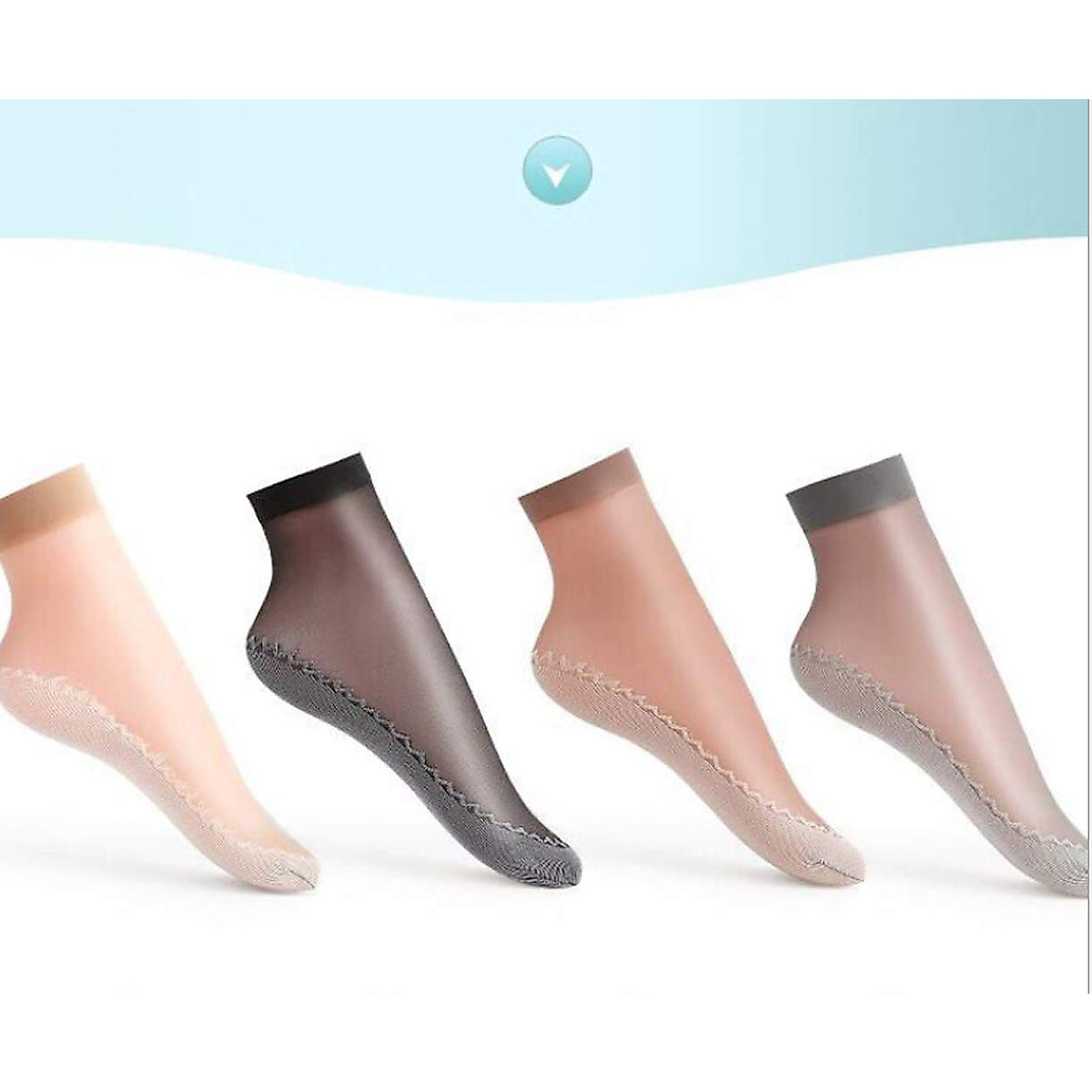 ausuky 10x Ladies Women Nylon Elastic Short Ankle Sheer Stockings Silk Short Socks (Nude)