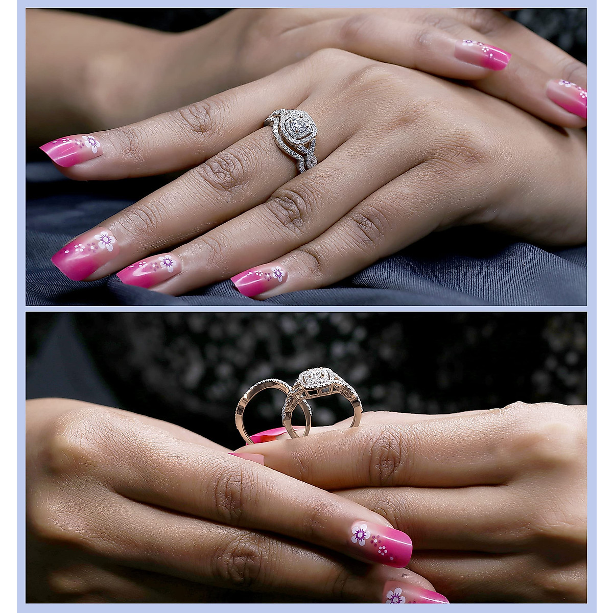 Dazzlingrock Collection 1.00 Carat (Cttw) Round White Diamond Cushion Shaped Halo Engagement Ring Set for Women in 14K Solid Rose Gold, Size 7