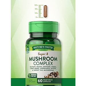 Nature's Truth Mushroom Complex Capsules | 60 Count | Full Spectrum Complex of Super 8 Mushrooms | Non-GMO, Gluten Free Supplement