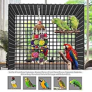 EBaokuup Large Bird Parrot Toys, Multicolored Wooden Blocks Bird Chewing Toy Parrot Cage Bite Toy for Macaws Cokatoos African Grey and Large Medium Parrot Birds