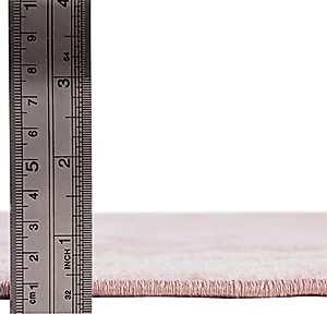 Unique Loom Oxford Collection Modern Geometric Pink/Ivory Round Rug (3' 0 x 3' 0)