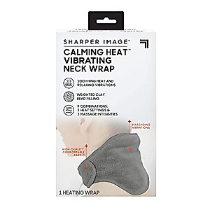 Calming Heat Neck Wrap by Sharper Image Personal Electric Neck Heating Pad with Vibrations, 3 Heat & 3 Vibration Settings- 9 Relaxing Combinations