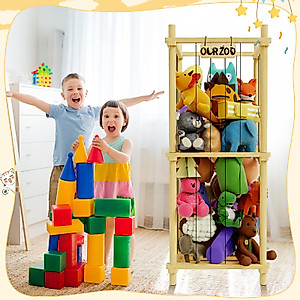 HAIDAIYA Stuffed Animal Zoo Storage Cage Wooden, 41''(3.4ft) Wood Large Stuffed Animal Storage Basket, Toy Storage for Big Stuffed Animals, Large Toy Chest for Kids Girls Boys Toy Organizer Holder