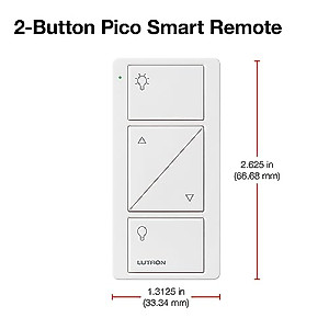 Lutron Pico Smart Remote Control for Caseta Smart Dimmer Switch, 2-Button with Raise/Lower, PJ2-2BRL-GIV-L01, Ivory