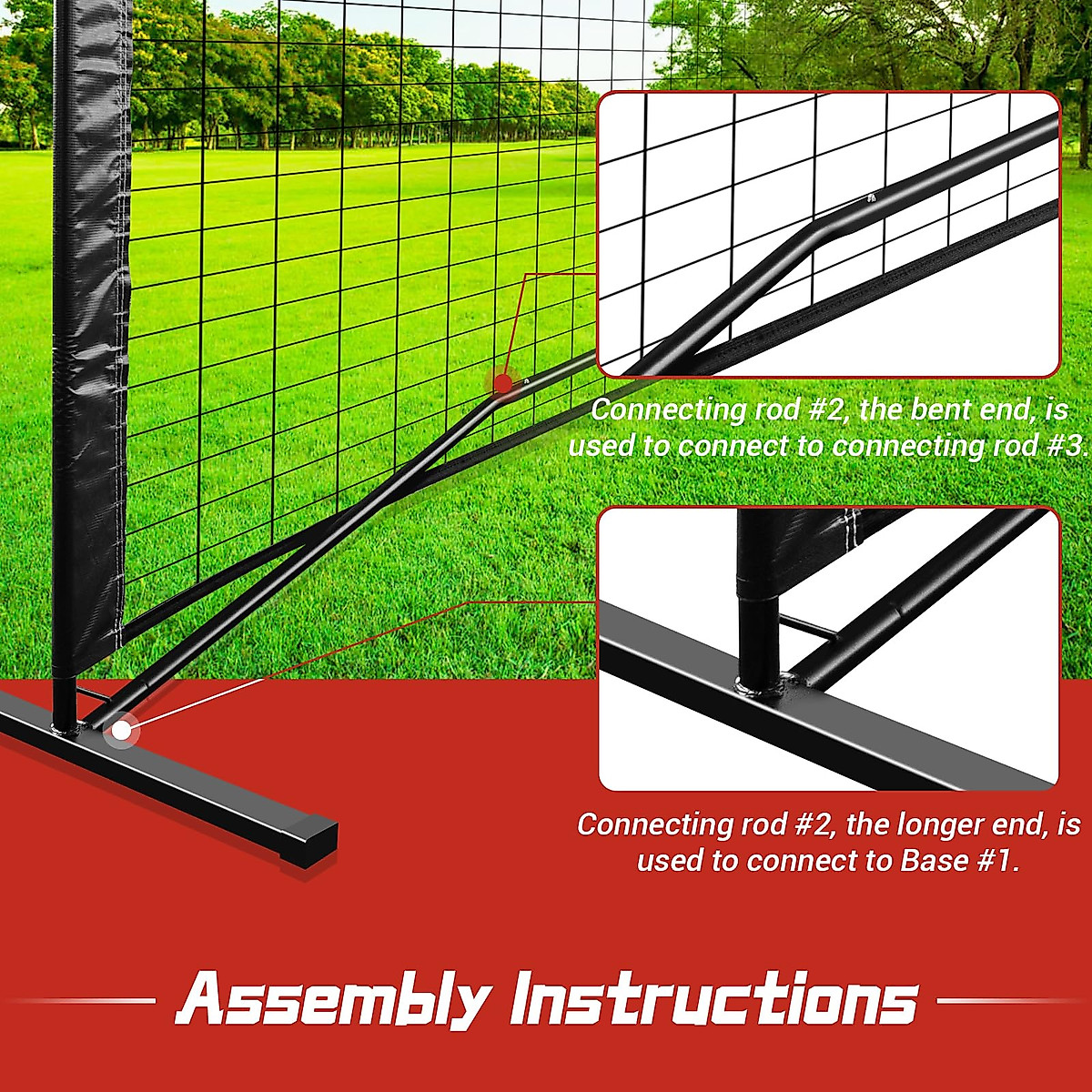 Pickleball Net Set - Portable Pickleball Net System, Steady Metal Frame, 22FT Regular Size, 4 Pickleball Paddles & 4 Balls, 1 Carry Bag, Pickleball Set for Indoor Outdoor Play