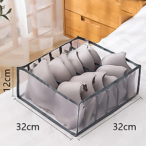 4 Pcs Sock Underwear Drawer Organizer Dividers, Underpants Closet, Nylon Foldable Dresser Storage organization, Storage Bins Basket Organizers for Bras Socks Underpants Panties and Ties Grey