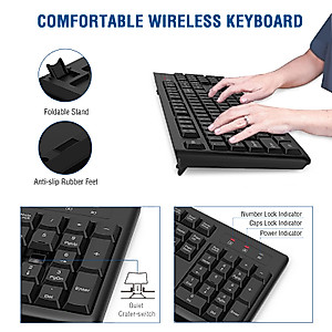 Wireless Keyboard and Mouse Combo, EDJO Full-Sized 2.4GHz USB Computer Wireless Keyboard and Wireless Optical Mouse for Windows, Mac, Laptop/Desktop/PC