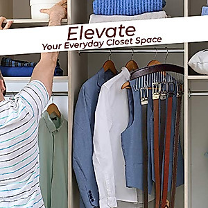 Richards Homewares Belt Hanger Rack for Closet Organization and Storage Display Holder with 12 Hooks, Wood and Chrome Accents, Dark Walnut, 75532