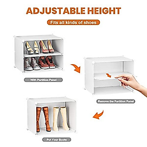 Neprock 20-Pack White Shoe Slots Organizer Bundle with 6 Tier White Shoe Rack Organizer