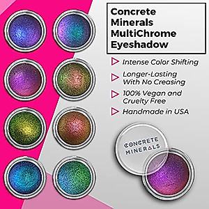 Concrete Minerals MultiChrome Eyeshadow, Intense Color Shifting, Longer-Lasting With No Creasing, 100% Vegan and Cruelty Free, Handmade in USA, 1.5 Grams Loose Mineral Powder (Spellbound)