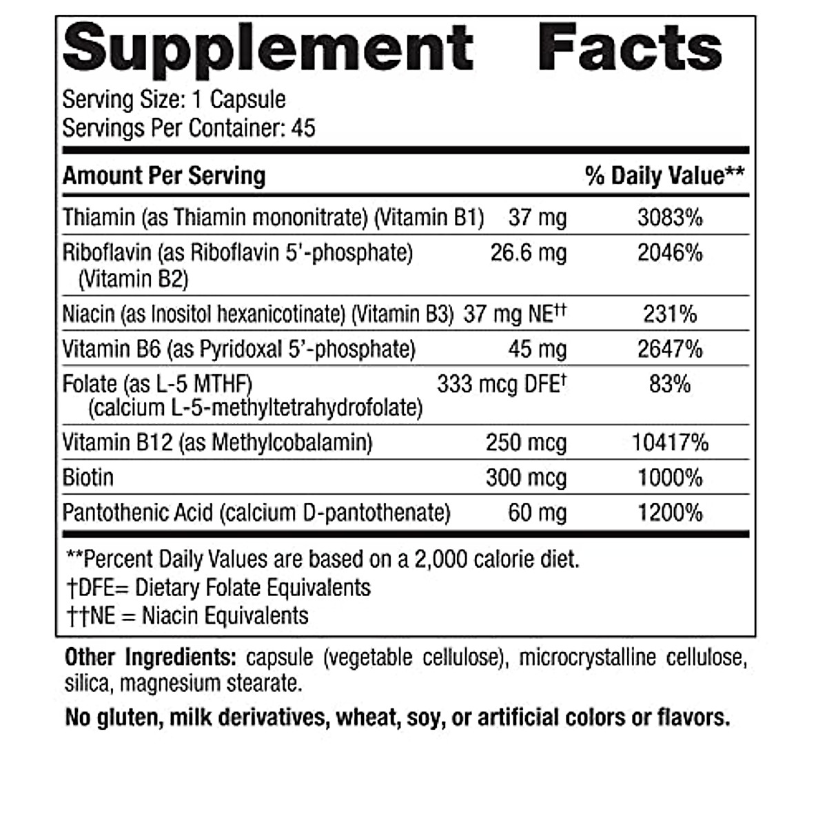 Nordic Naturals Vitamin B Complex - 45 Capsules - Thiamine, Riboflavin, Niacin, Vitamin B6 & B12, Folate, Biotin, Pantothenic Acid - Heart & Brain Health, Energy, Metabolism - Non-GMO - 45 Servings