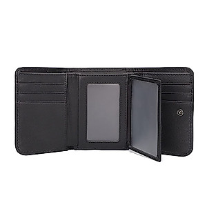 XIXIDIAN Fashion Men's Coin Purse Wallet RFID Blocking Man Leather Wallet，Genuine Leather Slim Trifold with ID Window (Color : Black, Size : 11 * 8CM)