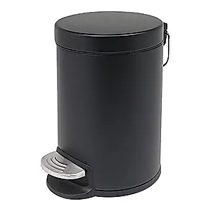 YCTEC 0.8 Gallon/3 Liter Mini Trash Can with Lid Soft Close and Removable Inner Waste Basket, Round Small Garbage Can, Step Trash Bin for Bathroom Bedroom Office Nursery, Steel Pedal, Black