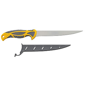 Smith’s 51055 RegalRiver 7-Inch Fillet Knife – Yellow & Grey – Stainless Steel Blade – TPE Soft Grip Handle – Durable Plastic Sheath – Lanyard Hole – Freshwater Fishing Knife – Fish Cleaning Knife