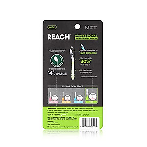 REACH Interdental Brush Wide 1.3mm Floss Bundle | Removes up to 30% More Plaque | Special Designed for Gum Protection, PFAS Free | 10 Brushes (Pack of 6)
