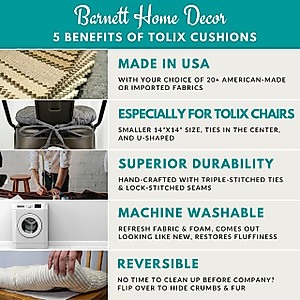 Barnett Home Decor Ticking Stripe Black - 14" Industrial Chair Cushion with Ties - Fits Most tolix Style Metal Chairs - Made in USA - Reversible - Machine Washable