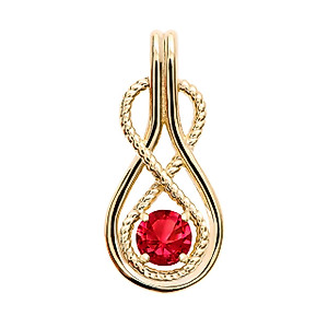 Infinity Rope July Birthstone Ruby 14k Yellow Gold Pendant