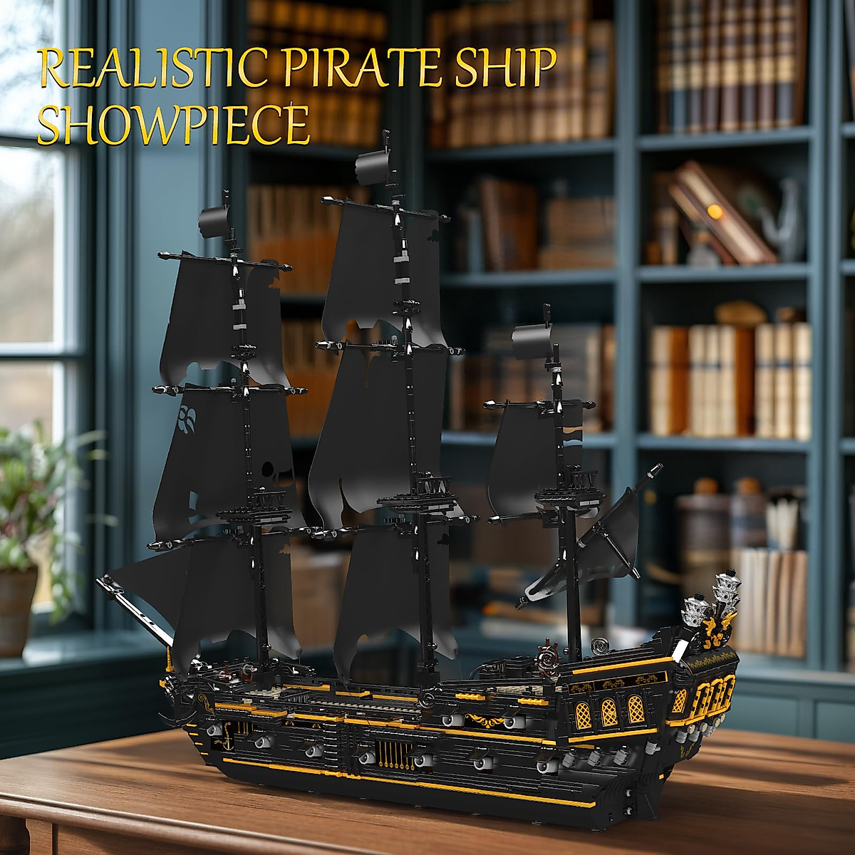 JMBricklayer Black Pirate Ship Model Building Sets, Mysterious Pirate Toys Building Kits, Collectible Model Ship Building Blocks, Cool Pirate Ship Toy, Gifts for Boys Teens Collectors (2868 Pieces)