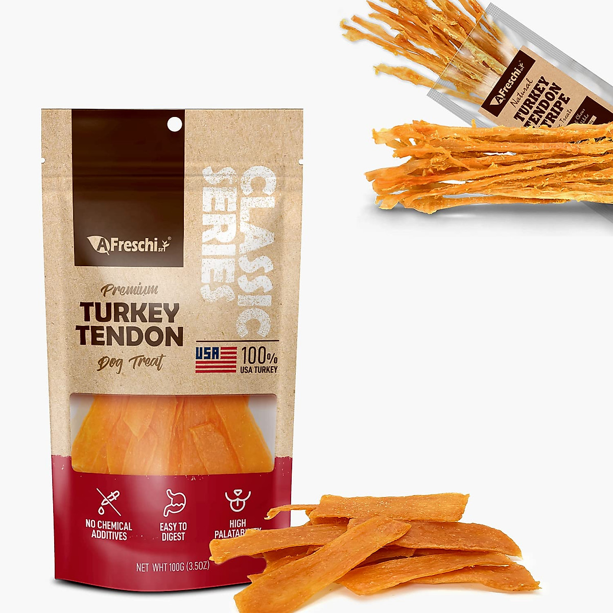 AFreschi Turkey Tendon for Dogs(Slice+Strip)