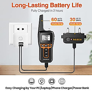 ROJECO Dog Training Collar with 3300FT Remote，IPX7 Waterproof Rechargeable Shock Collar for Large Medium Small Dog，3 Safe Training Modes with Beep，Vibration and Shock，Adjustable Electronic Dog Collar
