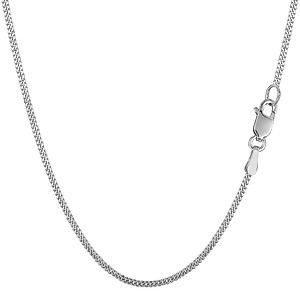 Jewelry Affairs 10k White Real Gold Gourmette Chain Necklace, 1.5mm, 18"
