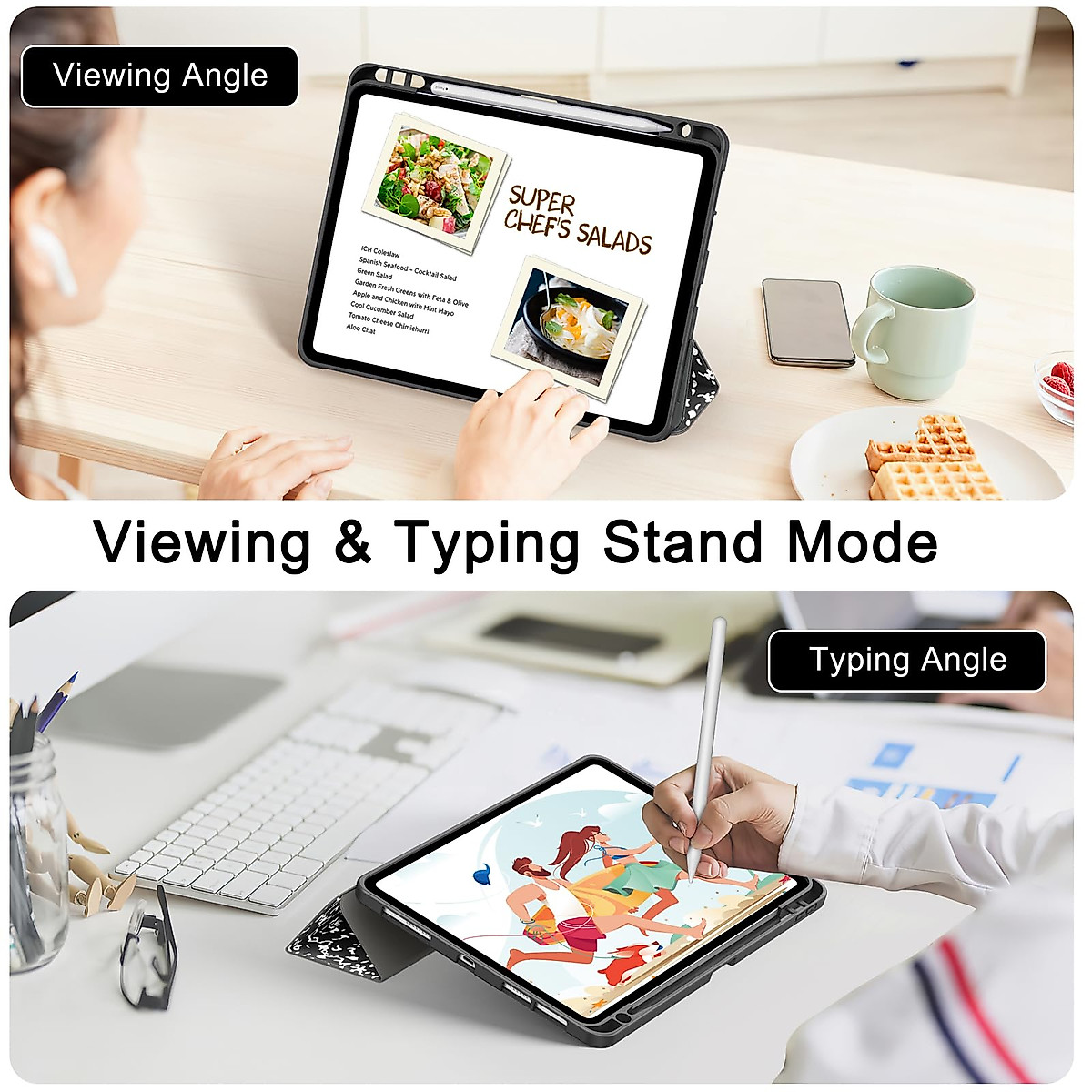 Soke for iPad Pro 11 Case (M2) 2022/2021/2020 with Pencil Holder - [Full Body Protection + Apple Pencil Charging + Auto Wake/Sleep], Soft TPU Back Cover for 2022 iPad Pro 11 inch(Book Black)