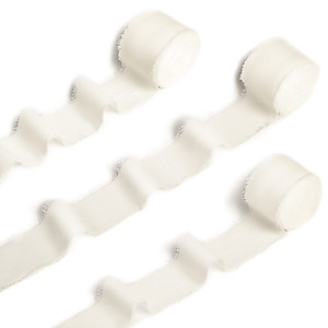 VGOODALL White Chiffon Ribbon, 3 Rolls Handmade Fringe Chiffon Ribbons 30Yd Frayed Edge Silk Ribbons for DIY Crafts Gift Wrapping Bouquet Wedding Decoration