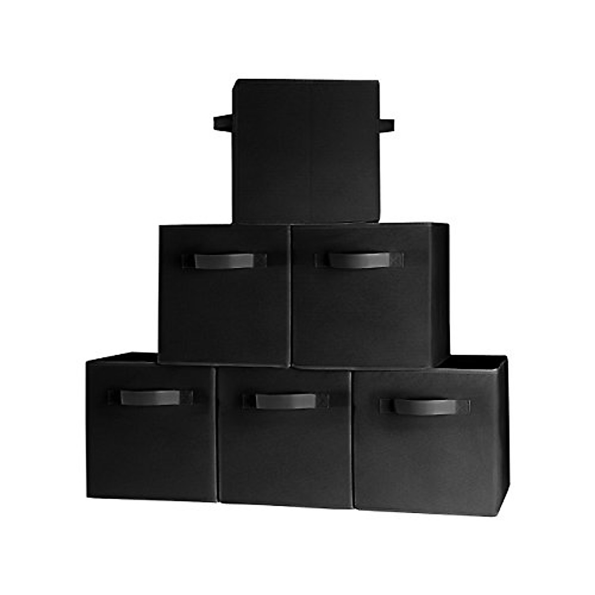 (6-Pack, Black) Durable Cloth Storage Cubes with two Handles, for Shelves Baskets Bins Containers Home Decorative Closet Organizer Household Fabric Cloth Collapsible Box Toys Storages