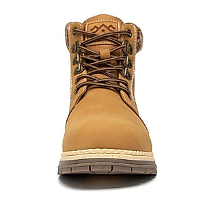 COTTIMO Winter Snow Hiking Boot for Women - Casual Brown Combat Non-slip Work Ankle Boot Clearance Backpacking Boots Leather Waterproof Hiking Shoes Wedge Platform Heel Booties LMW18-CAMEL-10