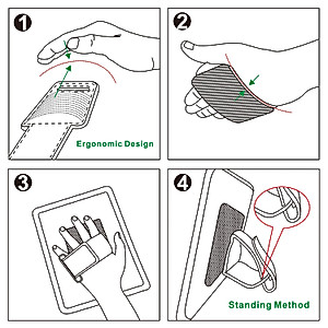 TFY Padded Hand-Strap Plus Hook & Loop Fastening Tape Adhesive Patch - DIY Detachable Hand-Strap for Smartphone, Tablet PC and More - iPhones - iPad Pro 9.7/12.9 Inch and Other Tablets