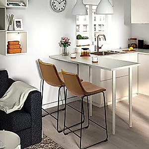 Waleaf 26 inch Bar Stools Set of 2,Counter Height Bar Stools with Back, Modern PU Leather Stools with Metal Leg and Footrest,Dining Chairs for Kitchens Island,Armless Pub Stools for Rustic Bar