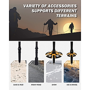 G2 Trekking Hiking Poles Telescopic/Aluminum Alloy/Comfort BMM Handle/Auto-Adjustable Strap/Quick Flip Lock/Snow Baskets Attached (Pack of 2 Poles), Orange