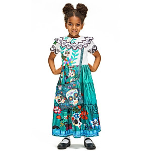 IKALI Girls Princess Costume Day of the Dead Skeleton Halloween Fancy Dress, Kids Toddlers Pretend Play Dress-Up Outfit Role Play Set