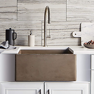 Native Trails NSK2418-E Farmhouse Apron-Front/Under mount Native Stone Kitchen Sink, 24" x 18", Earth