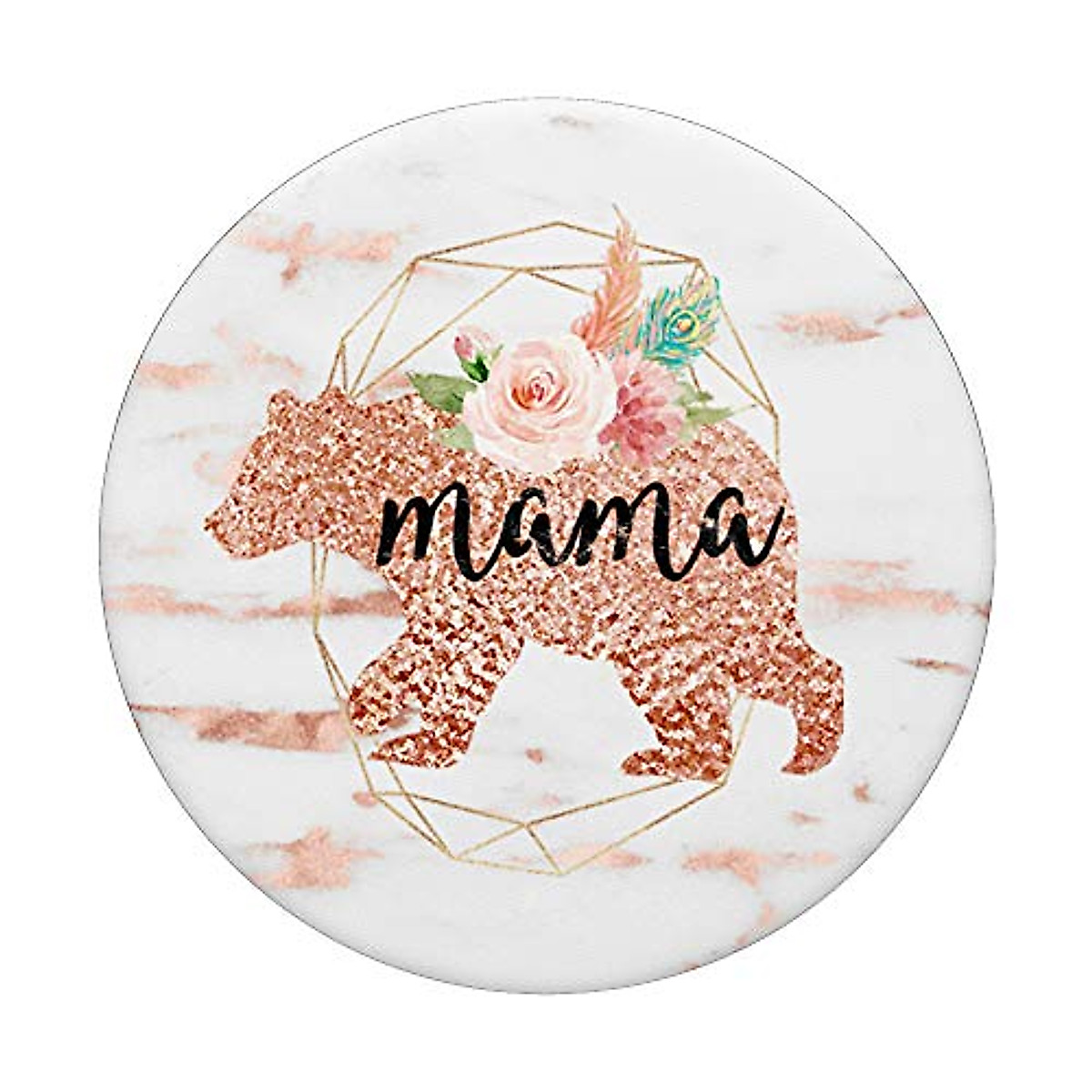Mama Bear Rose Pink Geometric Watercolor Floral PopSockets PopGrip: Swappable Grip for Phones & Tablets