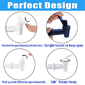 4 Pack 3/4Plastic Faucet,Replacement Cooler Faucet Water Bottle Jug Reusable Spigot Spout, BPA Free Dispenser Tap Set, Water Crock Valve Gravity Water Spigot (3/4" External Thread)