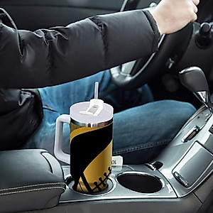 40 Oz Gold American Football Vacuum Insulated Tumbler with Lid and Straw Travel Coffee Tumbler