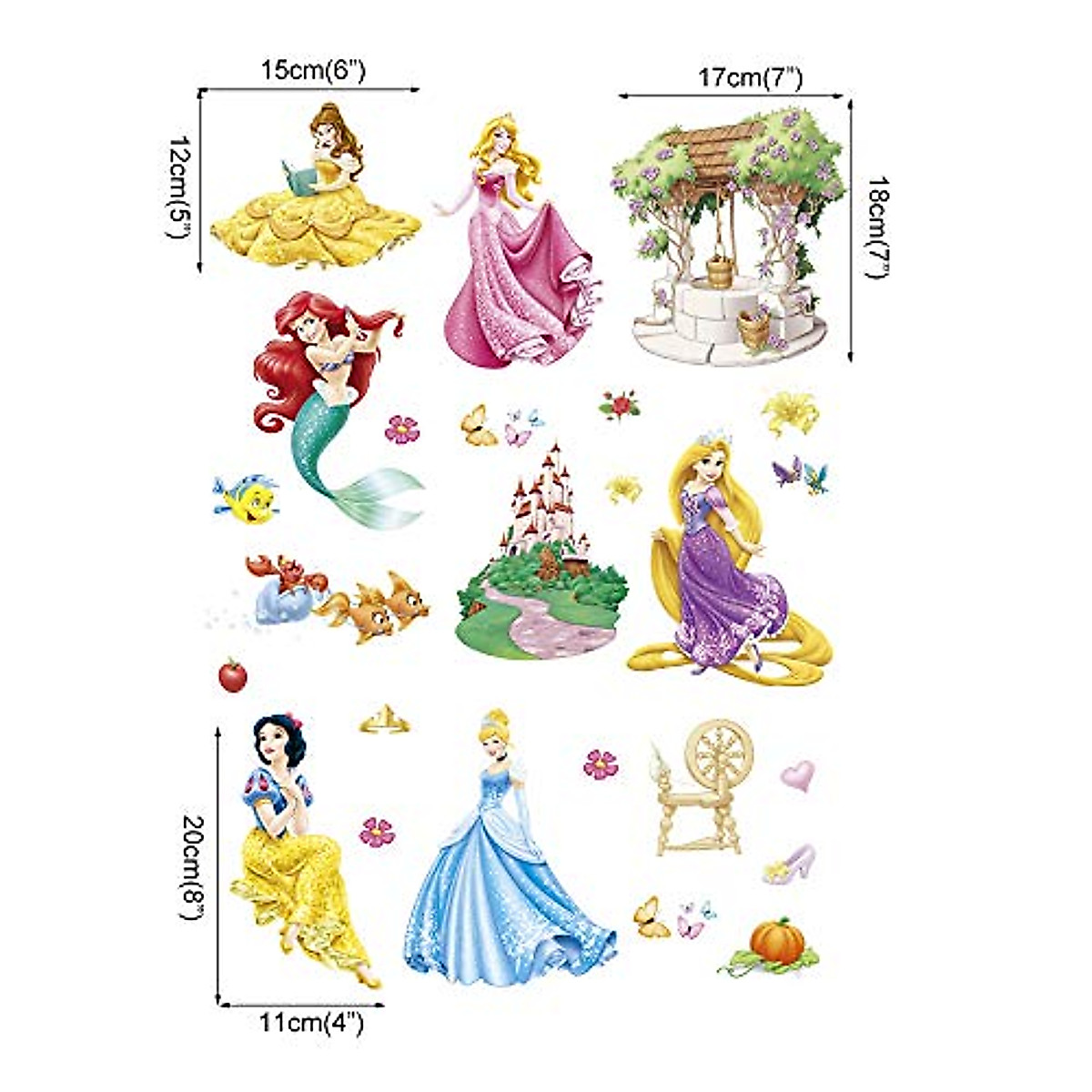 ufengke Princess Mermaid Wall Stickers Castle Wall Decals Art Decor for Bedroom DIY