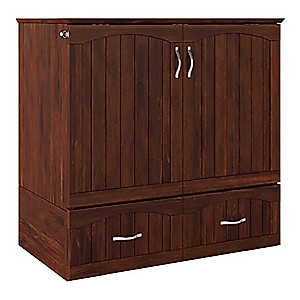 Bowery Hill Murphy Twin XL Bed Chest with Charging Station in Walnut