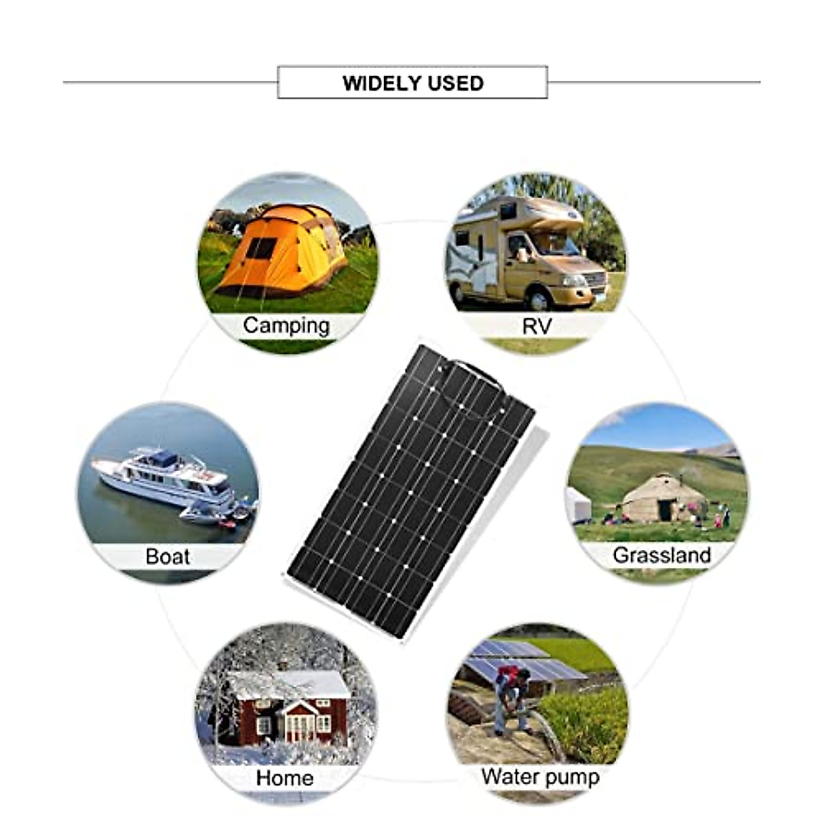 Flexible Monocrystalline Solar Panel Can Charge 12V Battery for Car/Boat/ Home Waterproof Solar Panel (18V 100W 3pc)