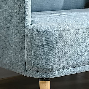 HOMCOM 48" Loveseat Sofa for Bedroom, Modern Love Seats Furniture, Upholstered Small Couch for Small Spaces, Blue