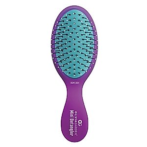 Olivia Garden OG Brush Detangler, pocket-size, perfect for travel and on-the-go, removable cushion, scalp hugging shape massages the scalp, for wet or dry hair, for women, men and children, Purple